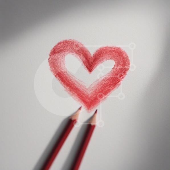 Heart Shaped Drawing with Red Pencils stock photo | Creative Fabrica