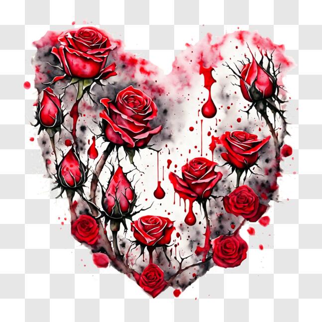 Download Bloody Red Roses Heart Arrangement PNGs Online - Creative Fabrica