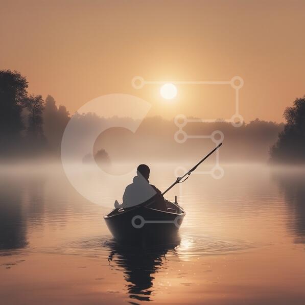 Sunrise Fishing on a Calm Lake | Nature Photography stock photo ...