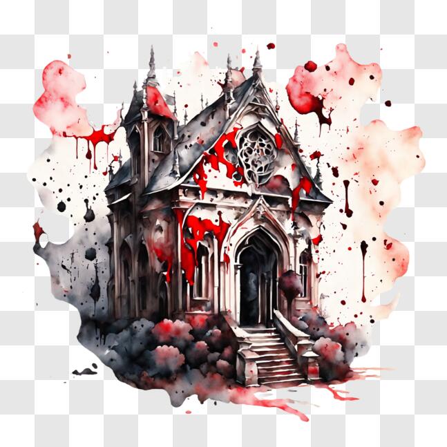 Download Gothic Church with Dripping Blood PNGs Online - Creative Fabrica