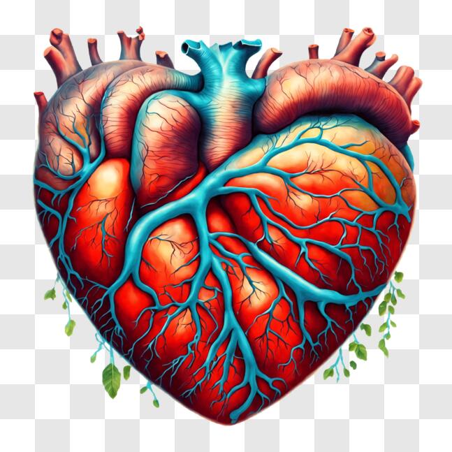 Descarga Corazón humano con ramas y hojas PNGs En Línea - Creative Fabrica