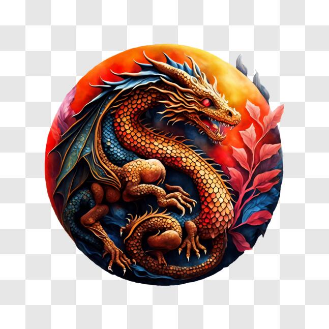 Download Colorful Dragon Circle Artwork PNGs Online - Creative Fabrica