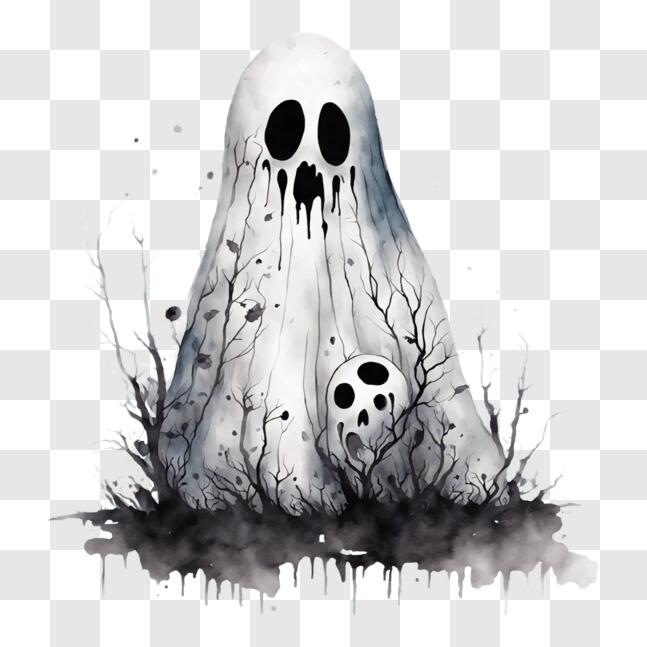Download Creepy Ghost with Skulls in a Haunted Forest PNGs Online ...