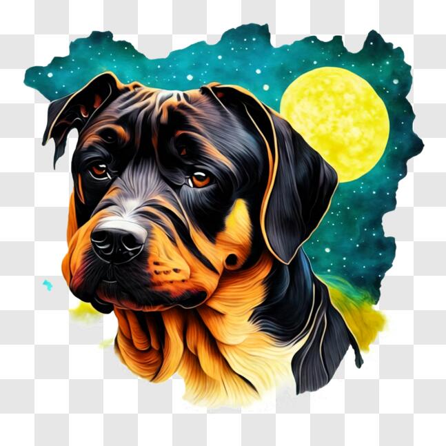Download Illustration of Rottweiler Breeds with Moon PNGs Online ...