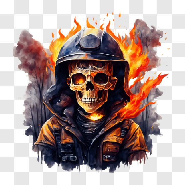 Download Flaming Firefighter Skull with Fire Department Gear PNGs ...
