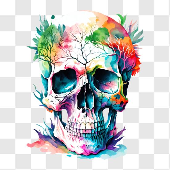 Download Realistic Digital Painting of a Skull in Purple and Black PNGs ...