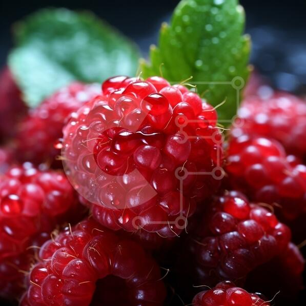 Fresh and Juicy Red Raspberries Close-Up stock photo | Creative Fabrica