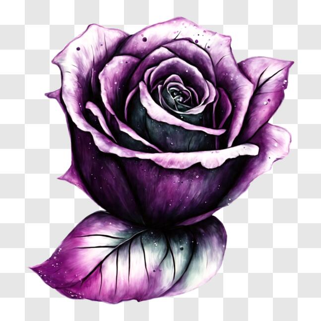 Download Purple Rose Digital Painting on Black Paper PNGs Online ...