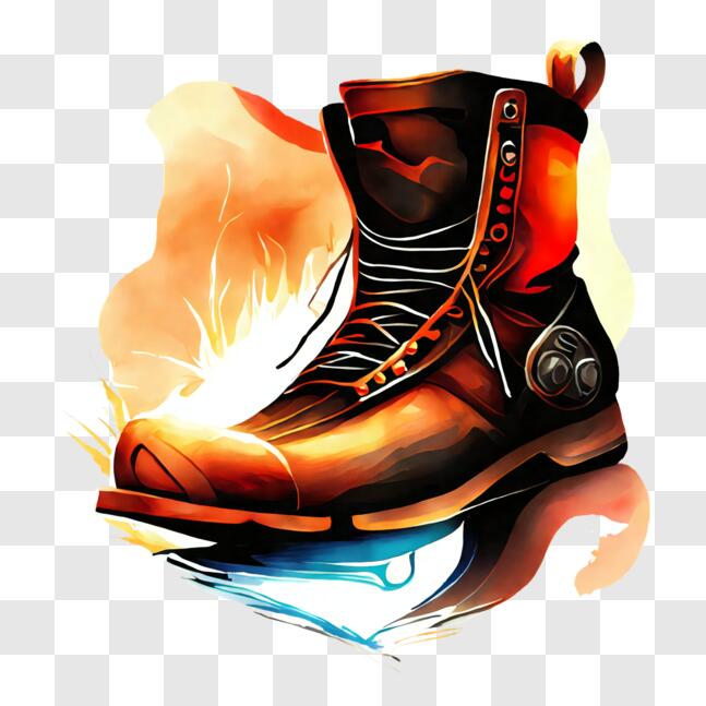 Download Burning Boot with Fire and Objects PNG Online - Creative Fabrica