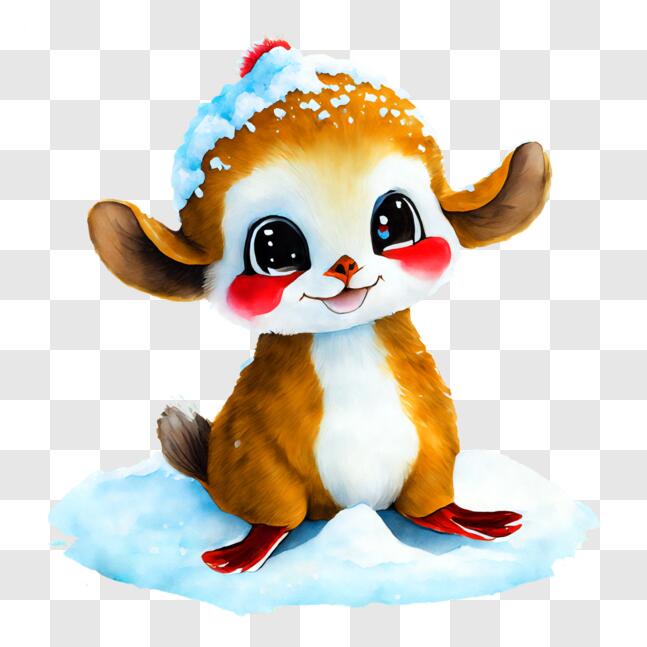 Download Cute Cartoon Animal Playing in the Snow PNGs Online - Creative ...