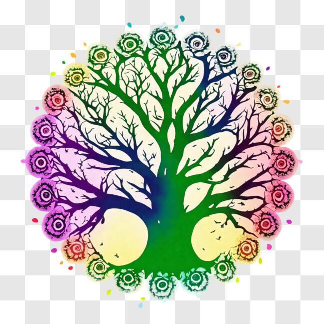 Download Tree of Life Artwork with Colorful Leaves and Swirls PNGs ...