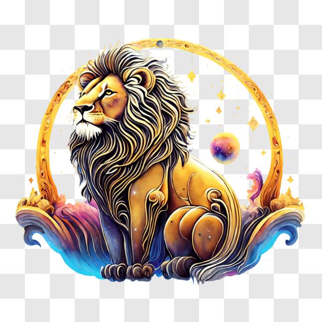 Download Leo Zodiac Sign Illustration - Lion on Ocean PNGs Online ...