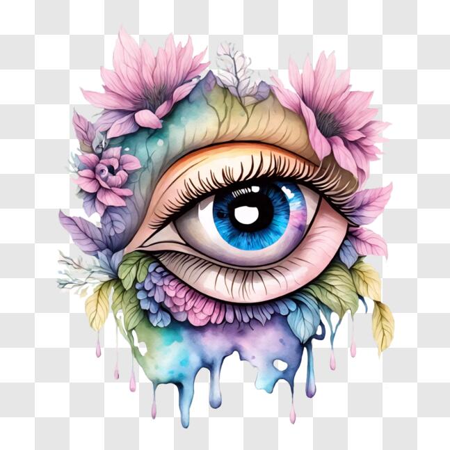 Download Colorful Abstract Eye with Dripping Flowers PNGs Online ...