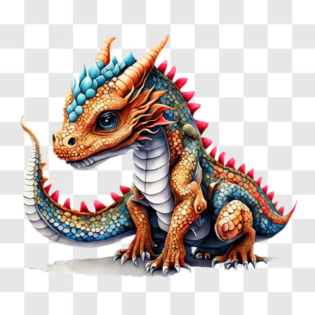 Download Colorful Dragon Sitting on the Ground PNGs Online - Creative ...