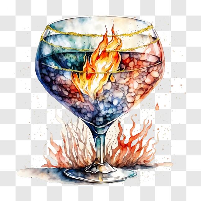 Download Flaming Wine Glass representing the spirit of fire PNGs Online ...