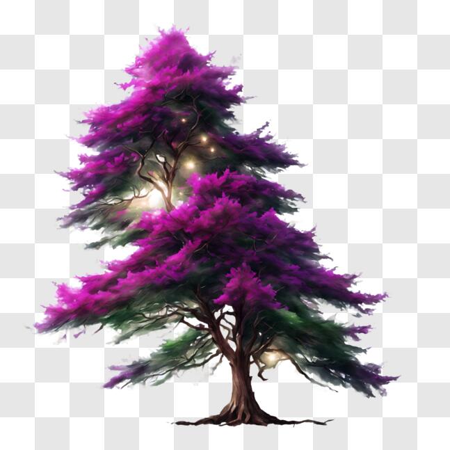 Download Purple Tree with Glowing Lights PNGs Online - Creative Fabrica