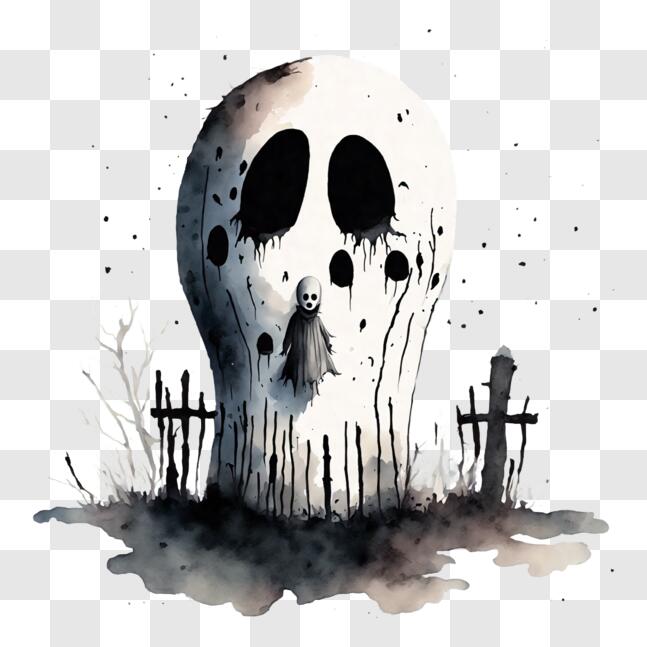 Download White Skull in an Empty Graveyard PNGs Online - Creative Fabrica