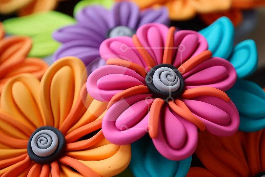 Vibrant Plastic Flowers Arranged in a Vase stock photo | Creative Fabrica