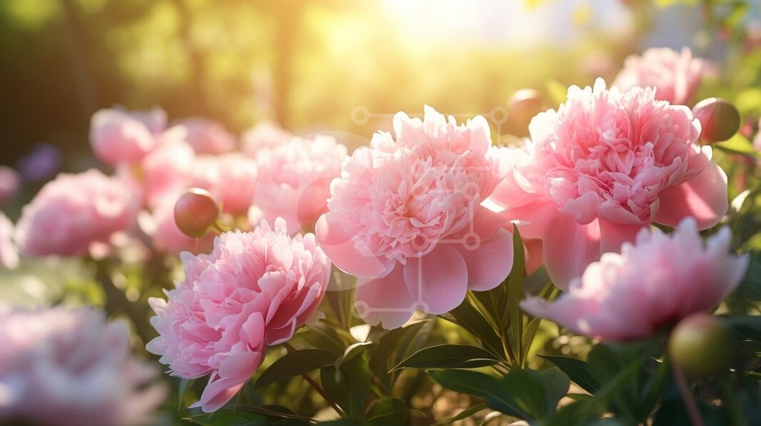 Beautiful Pink Peonies in Full Bloom stock photo | Creative Fabrica
