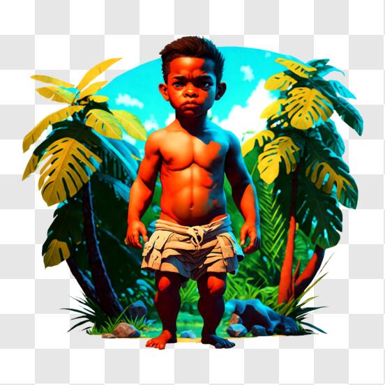 Download Young Boy Exploring the Jungle PNG Online - Creative Fabrica