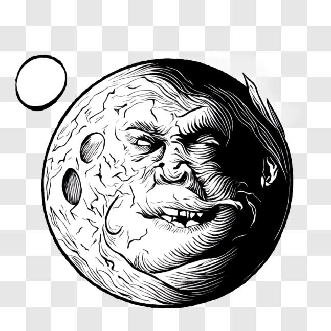 Download Moon Illustration with Angry Expression PNGs Online - Creative ...