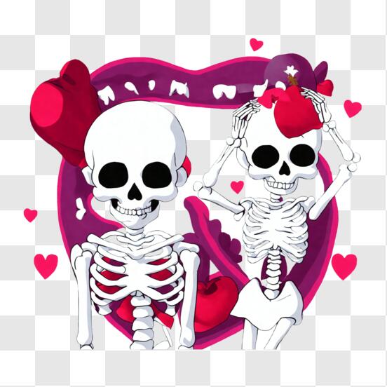 Download Romantic Skeleton Couple Celebrating Valentine's Day PNGs ...