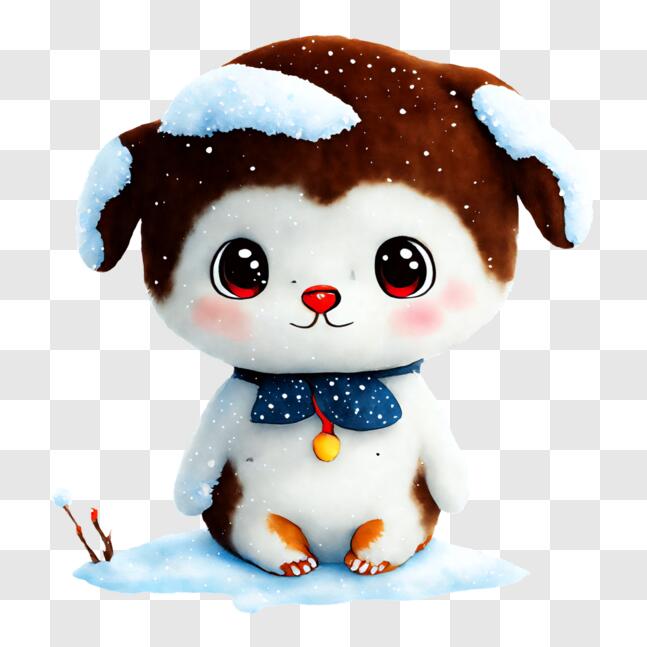 Download Cute dog dressed up for winter in the snow PNGs Online ...