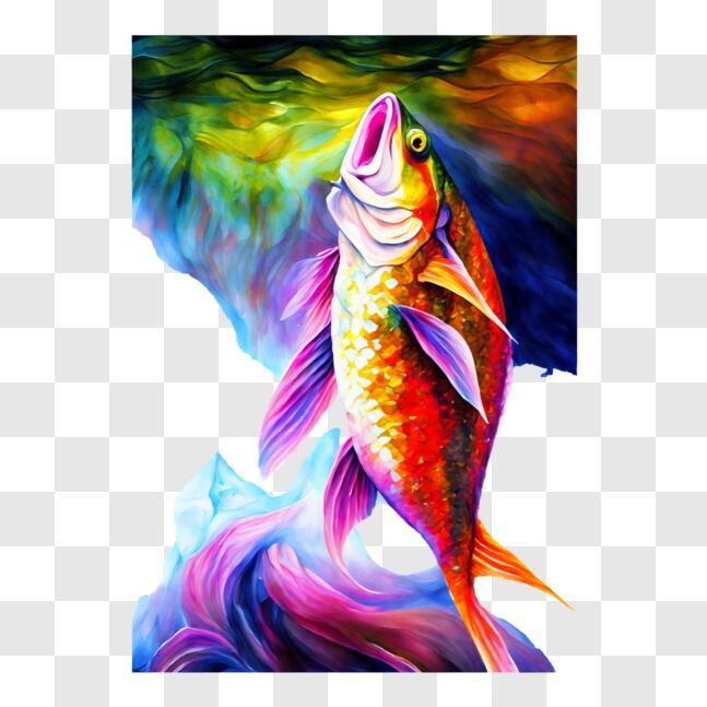 Download Colorful Fish Swimming in the Ocean - Abstract Painting PNGs ...