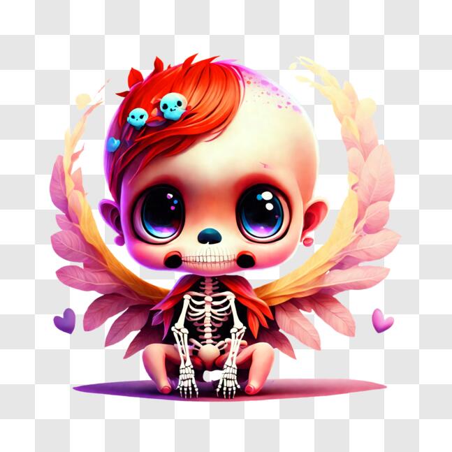 Download Cartoon Skeleton Baby with Hearts and Flowers PNGs Online ...
