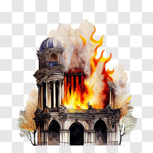 Download Burning Building on Fire with Smoke and a Person PNGs Online ...