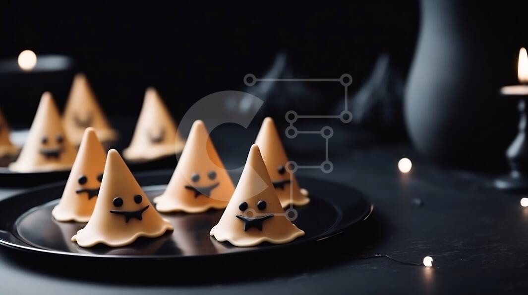 Ghost-shaped Halloween Cookie Cones for Spooky Celebrations stock photo ...