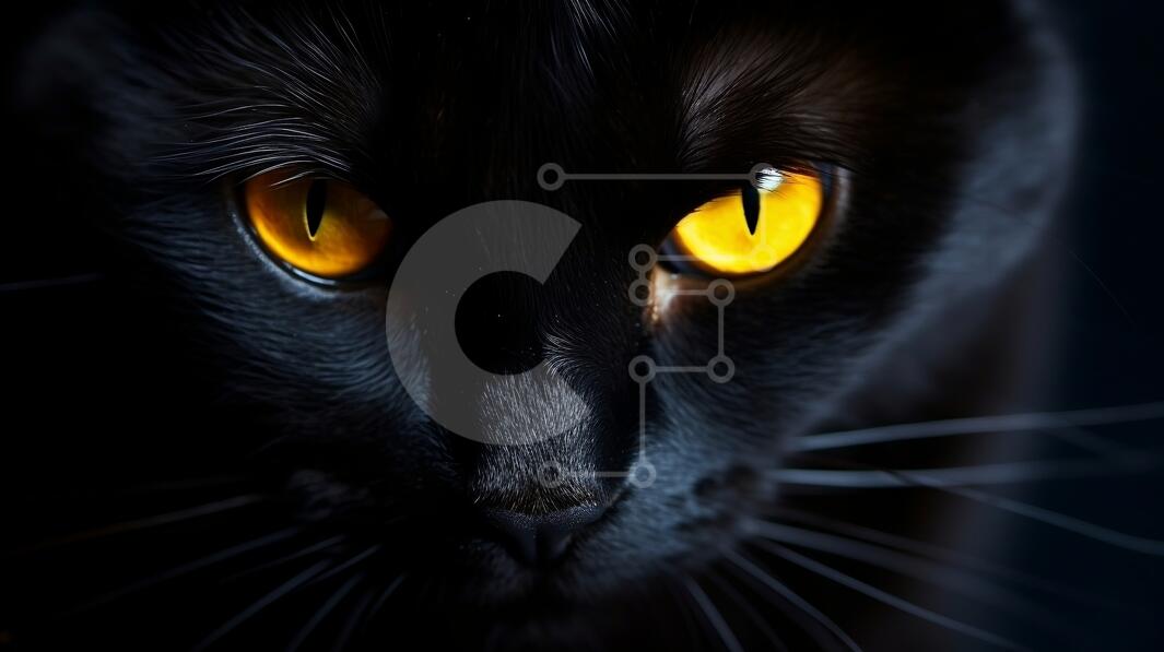 Curious Black Cat Staring into the Camera stock photo | Creative Fabrica