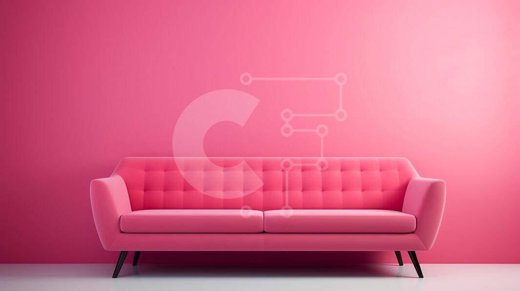 Modern Pink Couch in a Pink Room stock photo | Creative Fabrica