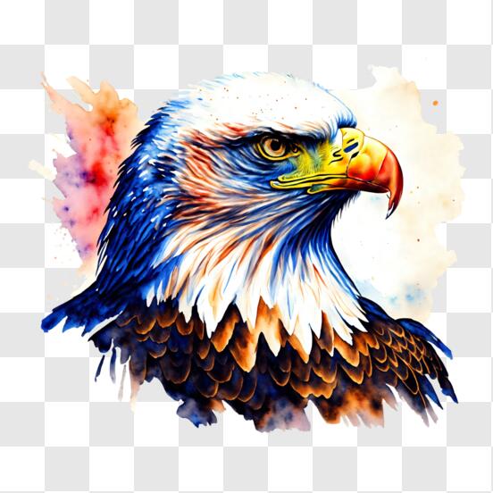 Download Beautiful Eagle Perched on a Branch with Watercolor Splashes ...
