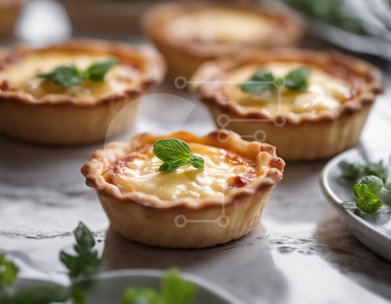 Delicious Assorted Mini Quiches with Fresh Mint Garnish stock photo ...
