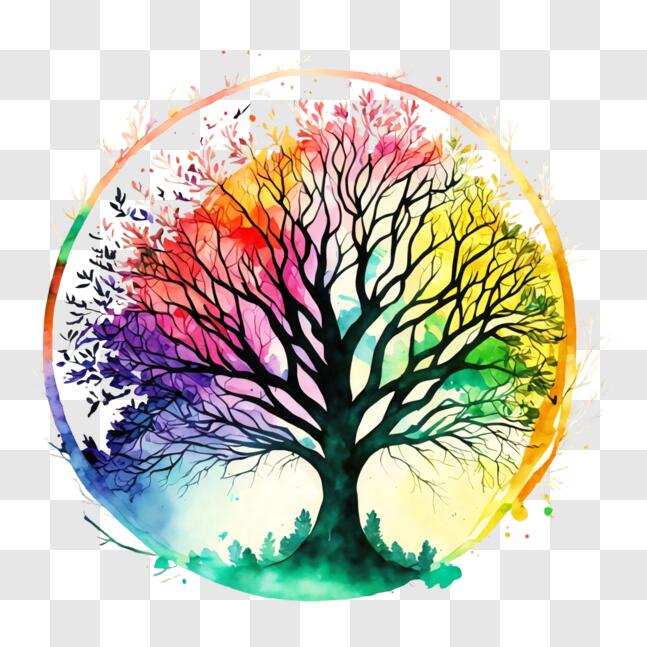Download Colorful Upside-Down Circle Tree Artwork PNGs Online ...
