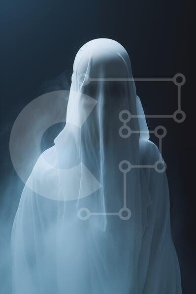Ghostly Figure Standing in the Mist stock photo | Creative Fabrica