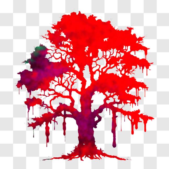 Download Tree with Red Paint Dripping Down Trunk PNGs Online - Creative ...