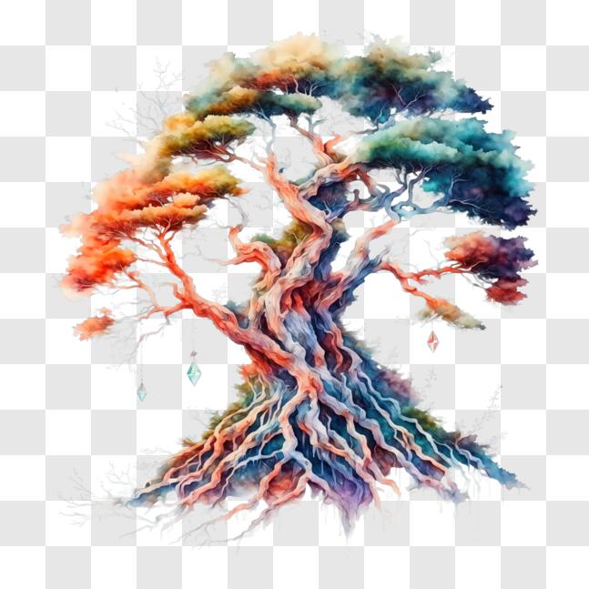 Download Abstract Tree with Colorful Roots and Branches PNGs Online ...