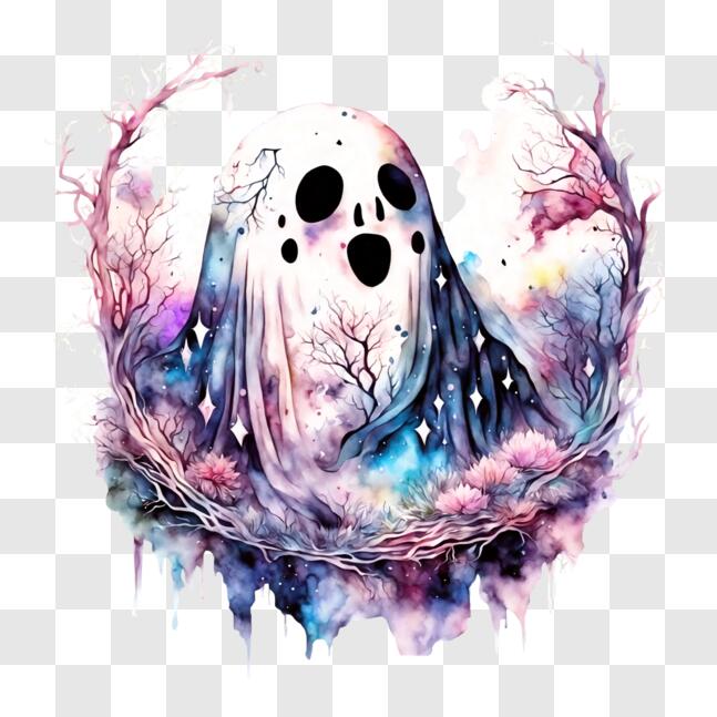 Download Scary Ghosts - Watercolor Painting PNGs Online - Creative Fabrica