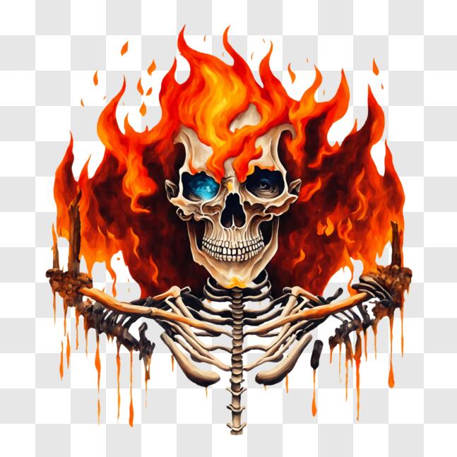 Download Burning Skeleton in Flames with Raised Hands PNGs Online ...