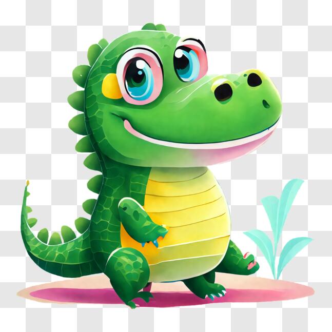 Baixe Jacaré de Desenho Animado Sentado com Plantas ao Fundo PNGs ...