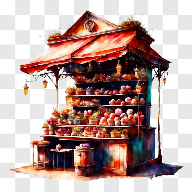 Download Colorful Fruit Stand with Fresh Produce PNGs Online - Creative ...