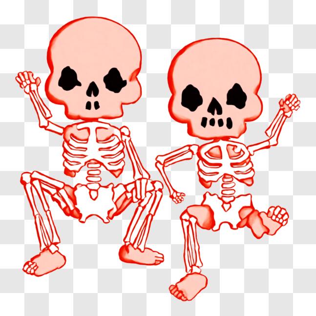 Download Two Skeletons Standing Side-by-Side with Scattered Papers PNGs ...