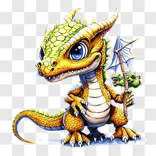 Download Character Design - Cartoon Dragon with Arrow and Frog PNGs ...