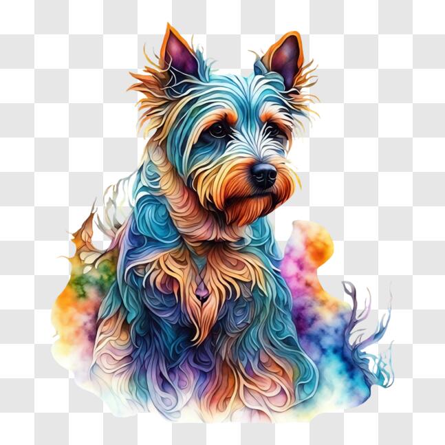Download Colorful Yorkshire Terrier Dog with Tilted Head PNGs Online ...