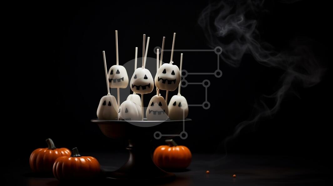 Spooky Halloween Ghost Popsicles in a Smoke-filled Bowl stock photo ...