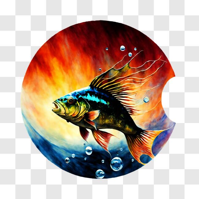 Download Colorful Fish with Bubbles Car Coaster PNGs Online - Creative ...