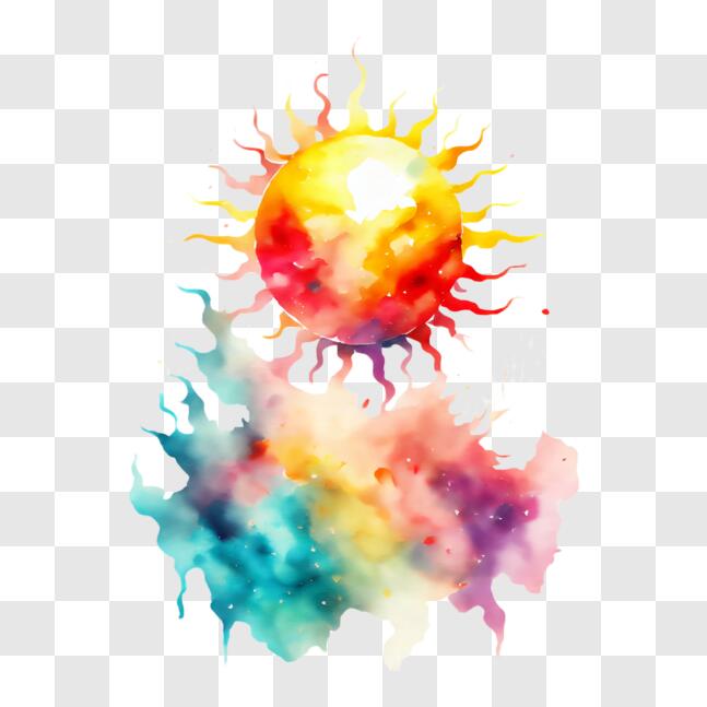Download Colorful Watercolor Painting of the Sun PNGs Online - Creative ...