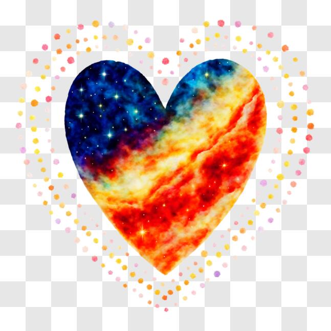 Download Heart Shaped Galaxy with Colorful Heart Dots PNGs Online ...